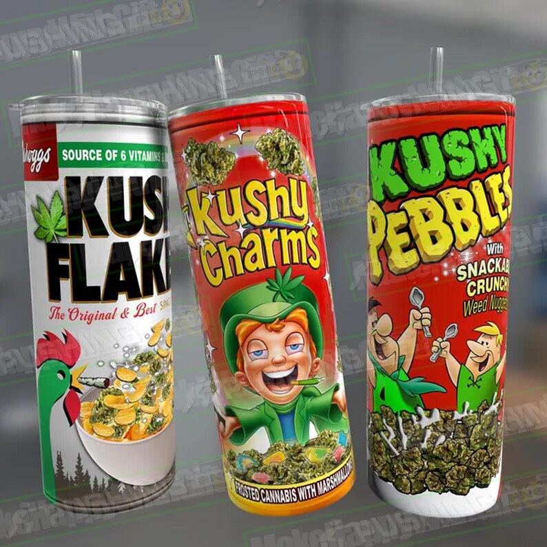 Weed Cereal 20oz Tumbler Wrap Bundle, Funny 420 Tumbler PNG, Marijuana ...