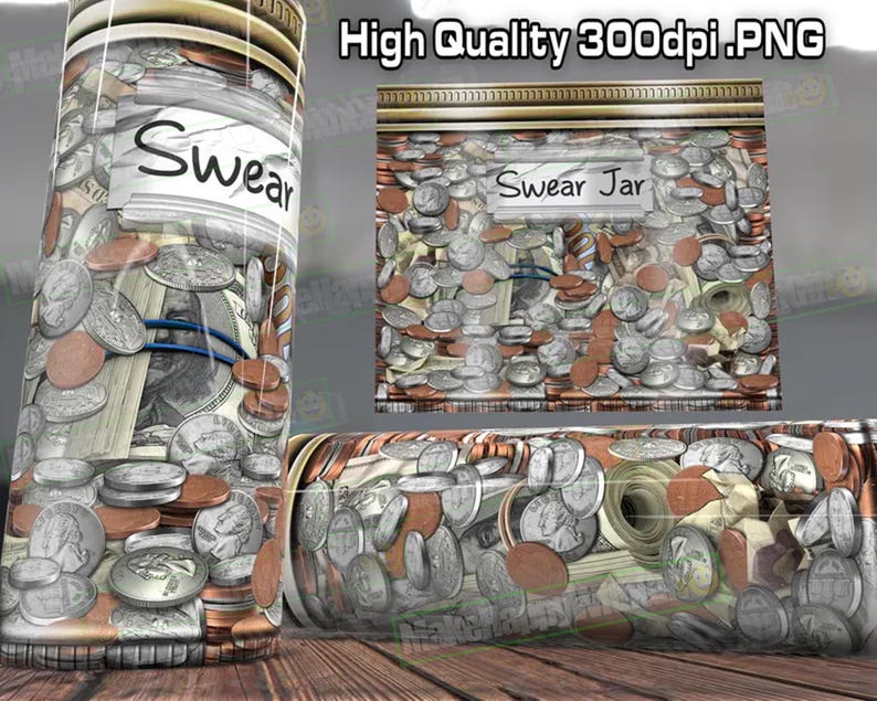 Swear Jar 20oz Tumbler Wrap, Funny Curse Word Design (300dpi PNG) - Etsy