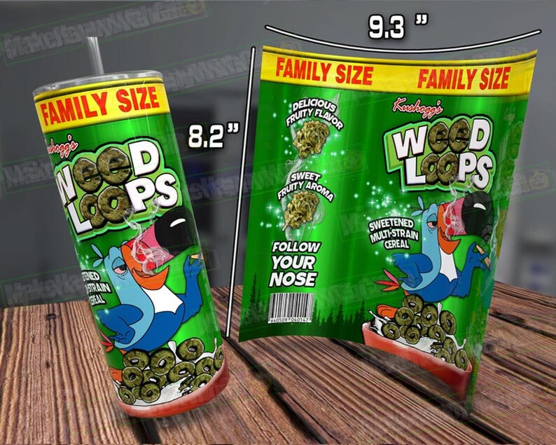 Funny 420 Cereal Tumbler Wrap, Weed Loops Cereal, Cannabis Tumbler PNG ...