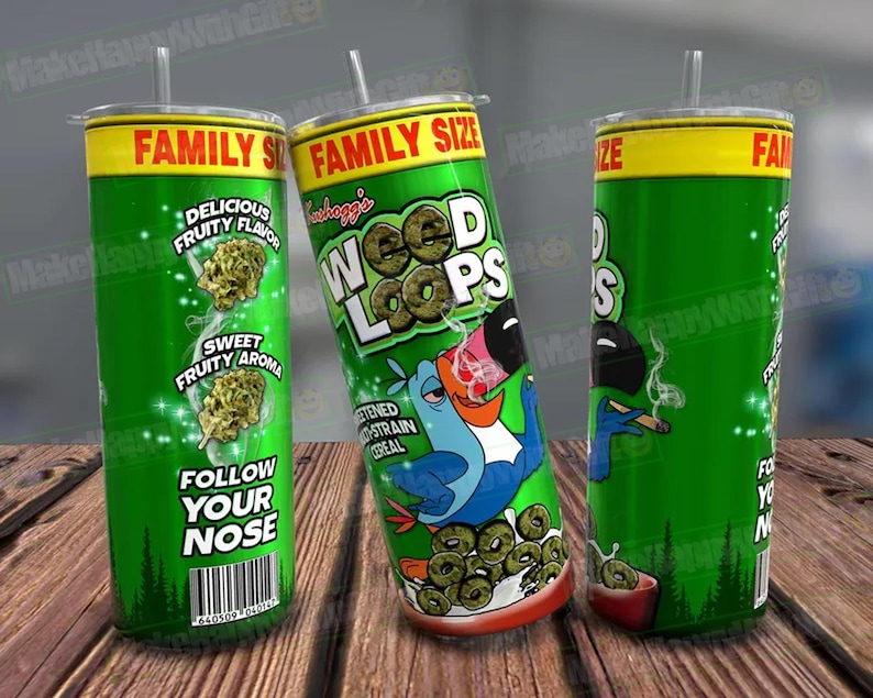 Funny 420 Cereal Tumbler Wrap, Weed Loops Cereal, Cannabis Tumbler PNG ...
