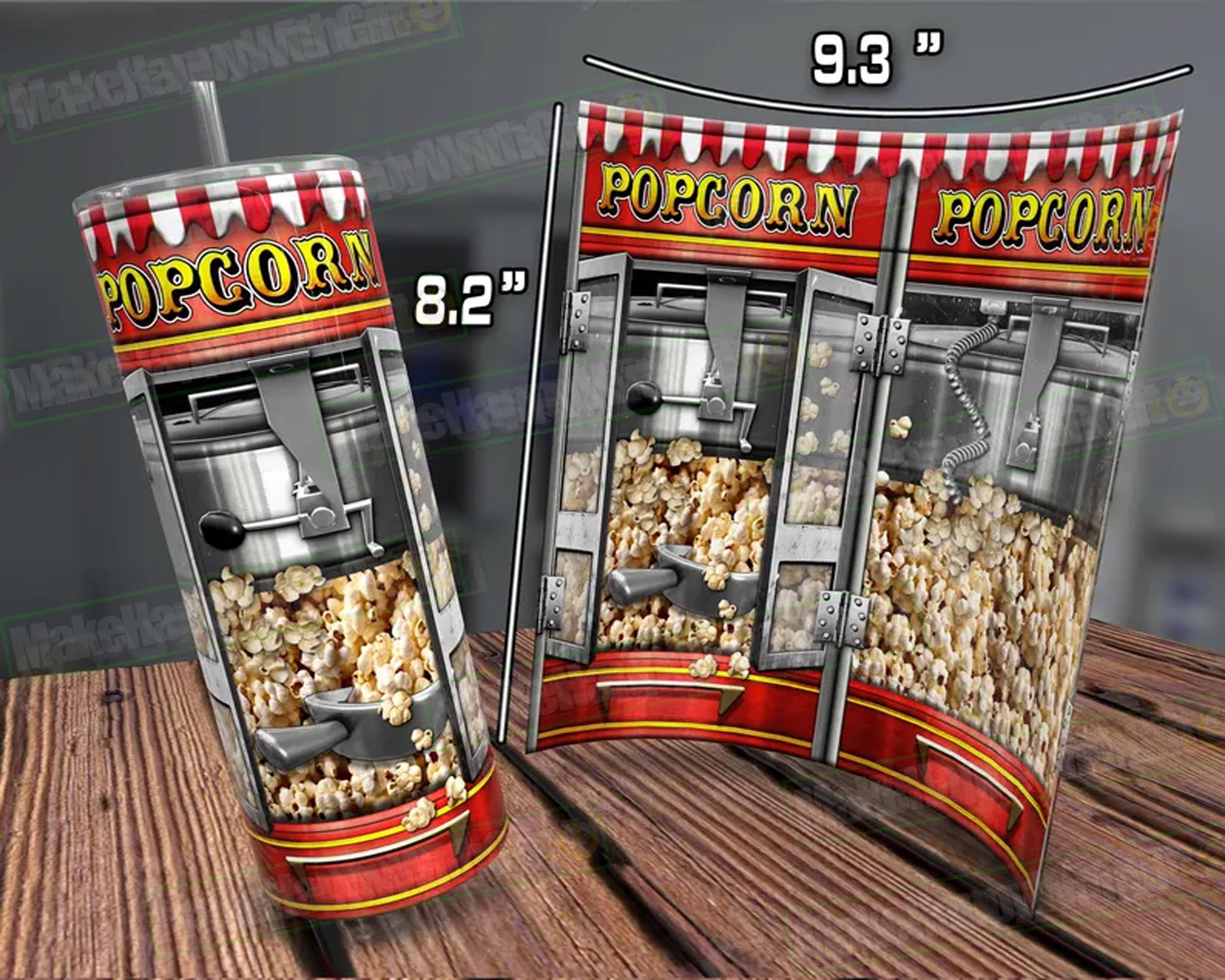 Popcorn Machine 20oz Tumbler Wrap, Funny Snacks Design (PNG Digital ...