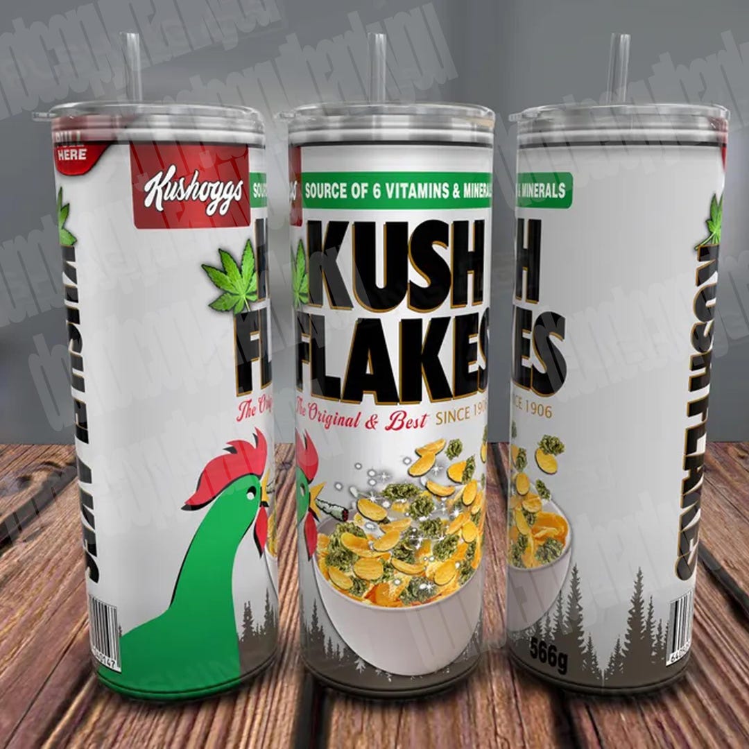 Kush Flakes 20 Oz Weed Cereal Tumbler Wrap, Funny 420 Marijuana 20oz ...