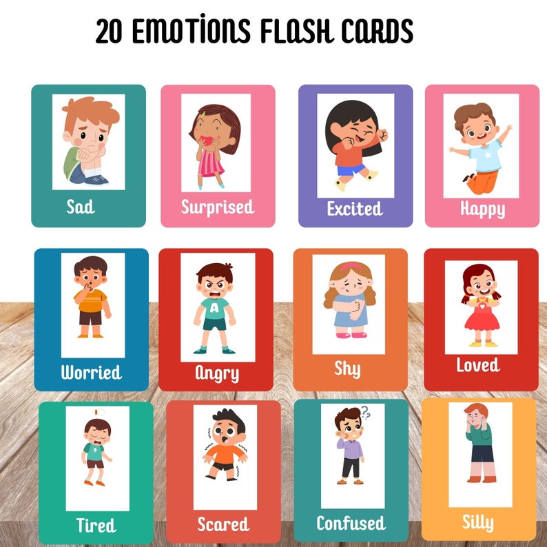 Emotion Flashcards Feelings Flash Cards Emotion Cards Toddler Printable ...