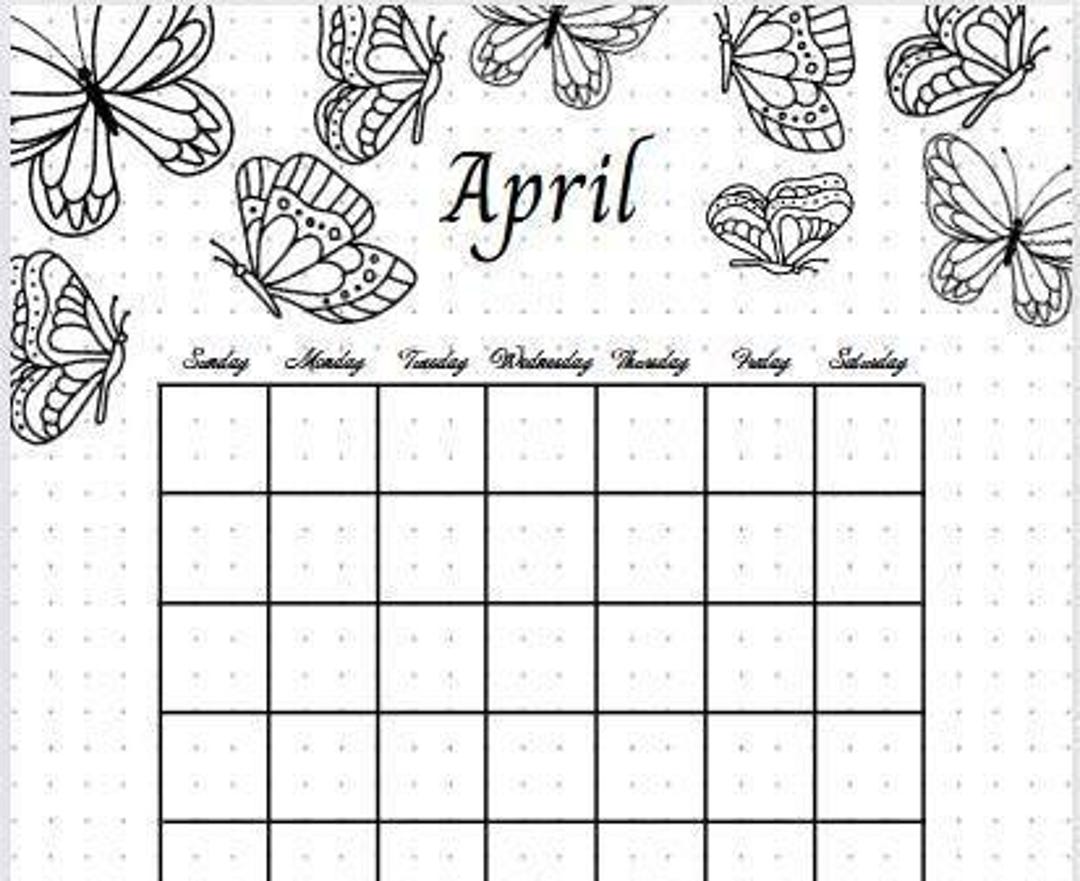 April Calendar Page Printable Bullet Journal - Etsy