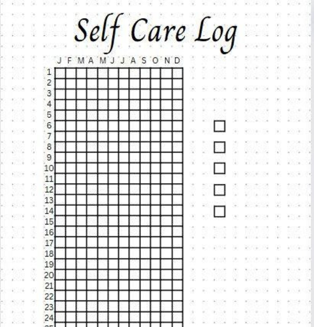 Self Care Log Printable Bullet Journal - Etsy UK