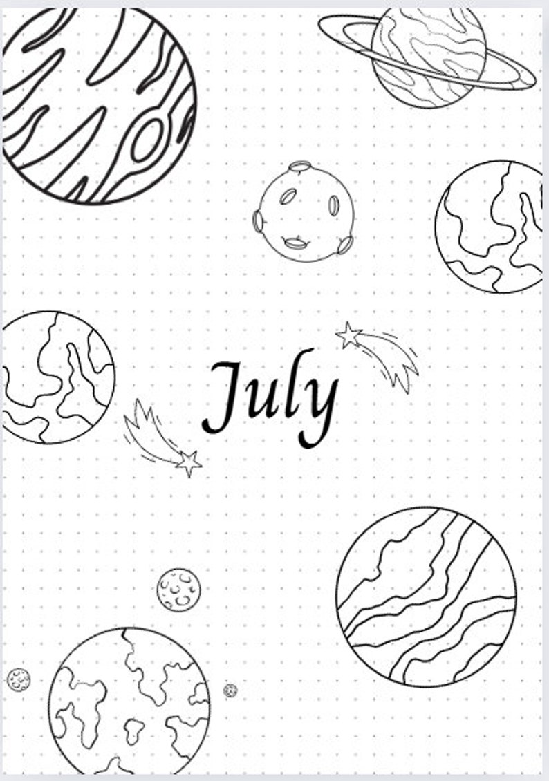 July Cover Page Printable Bullet Journal - Etsy Hong Kong
