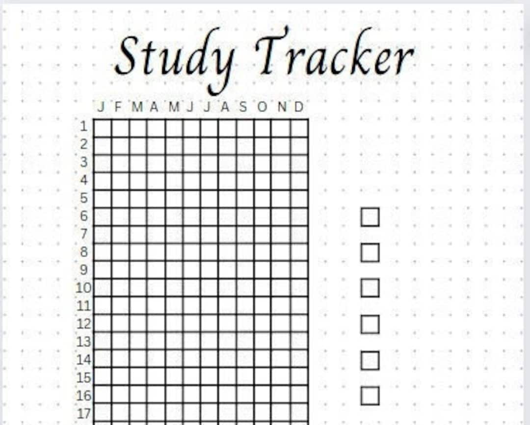 Study Tracker Printable Bullet Journal - Etsy Australia