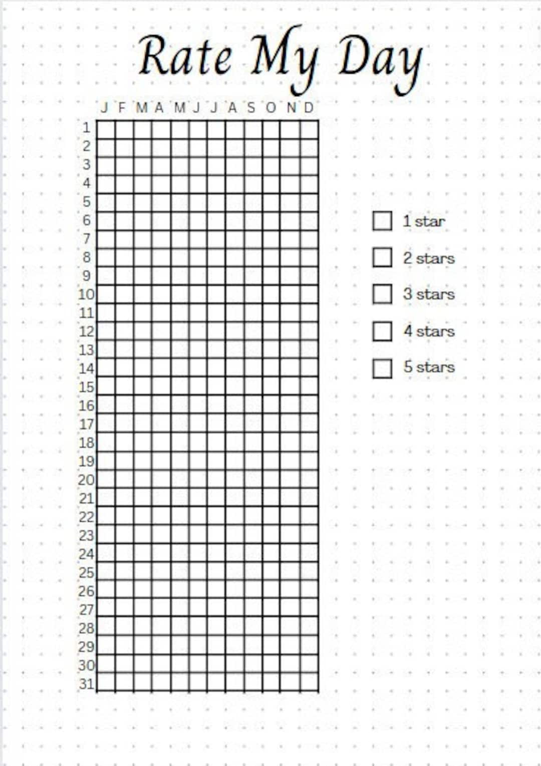 Rate My Day Tracker Printable Bullet Journal - Etsy
