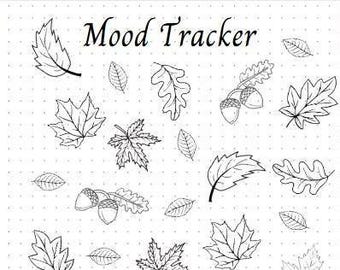 Mood Tracker Printable Insert for Journal & Planner Greenery Leaves ...