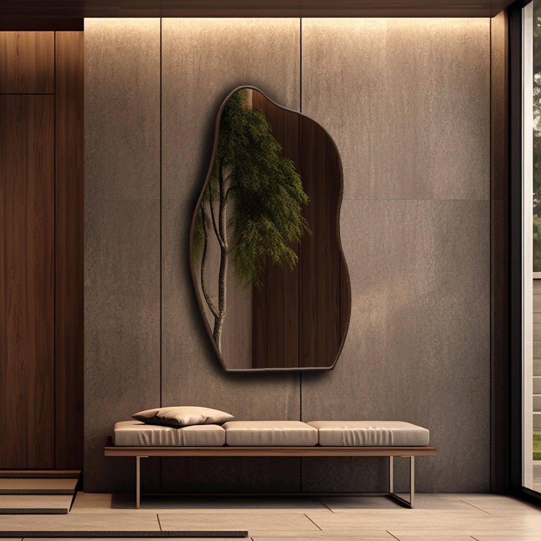 Asymmetrical Irregular Wood Wall Mirror L Special Design Stylish Mirror ...