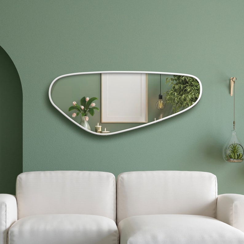 Asymmetrical Irregular Wood Wall Mirror, Full-length Mirror, Modern ...