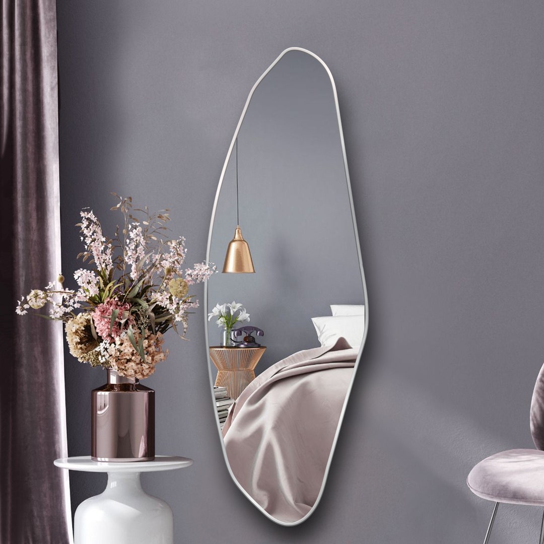Asymmetrical Full-length Wood Wall Mirror: Modern Chic Freeform ...