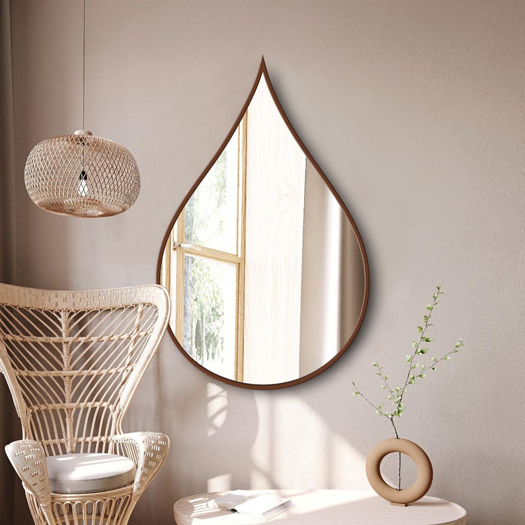 Water Drop Raindrop Wood Wall Mirror, Bathroom Entrway Mirror, for ...