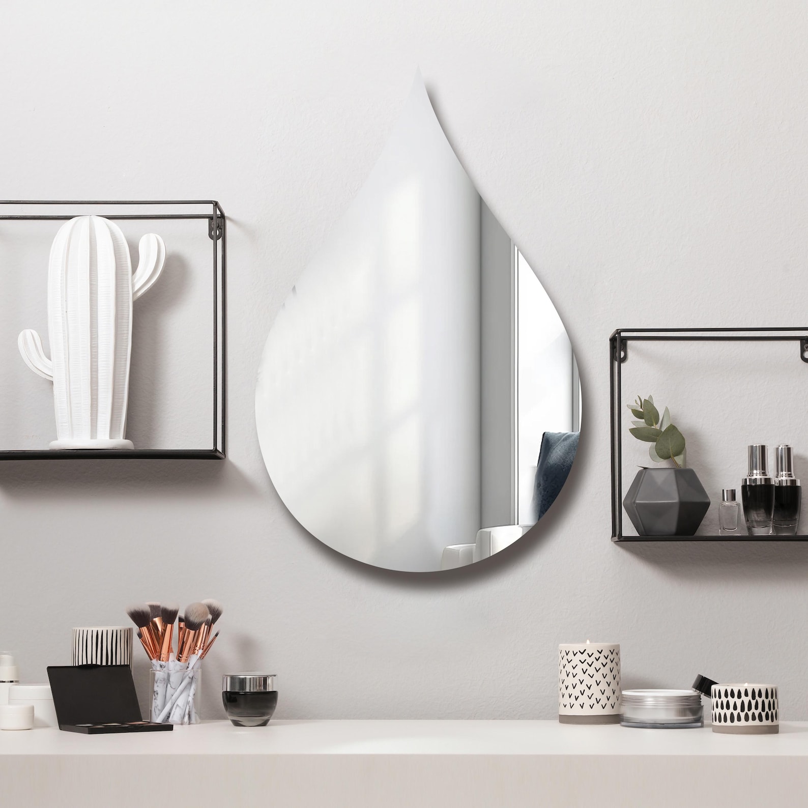 Frameless Water Drop Wall Mirror: Geometric Entryway Mirror Raindrop ...
