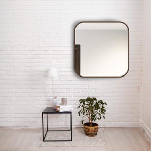 Square Wooden Wall Mirror, Quadrilateral Equal-sided Shape Mirror ...