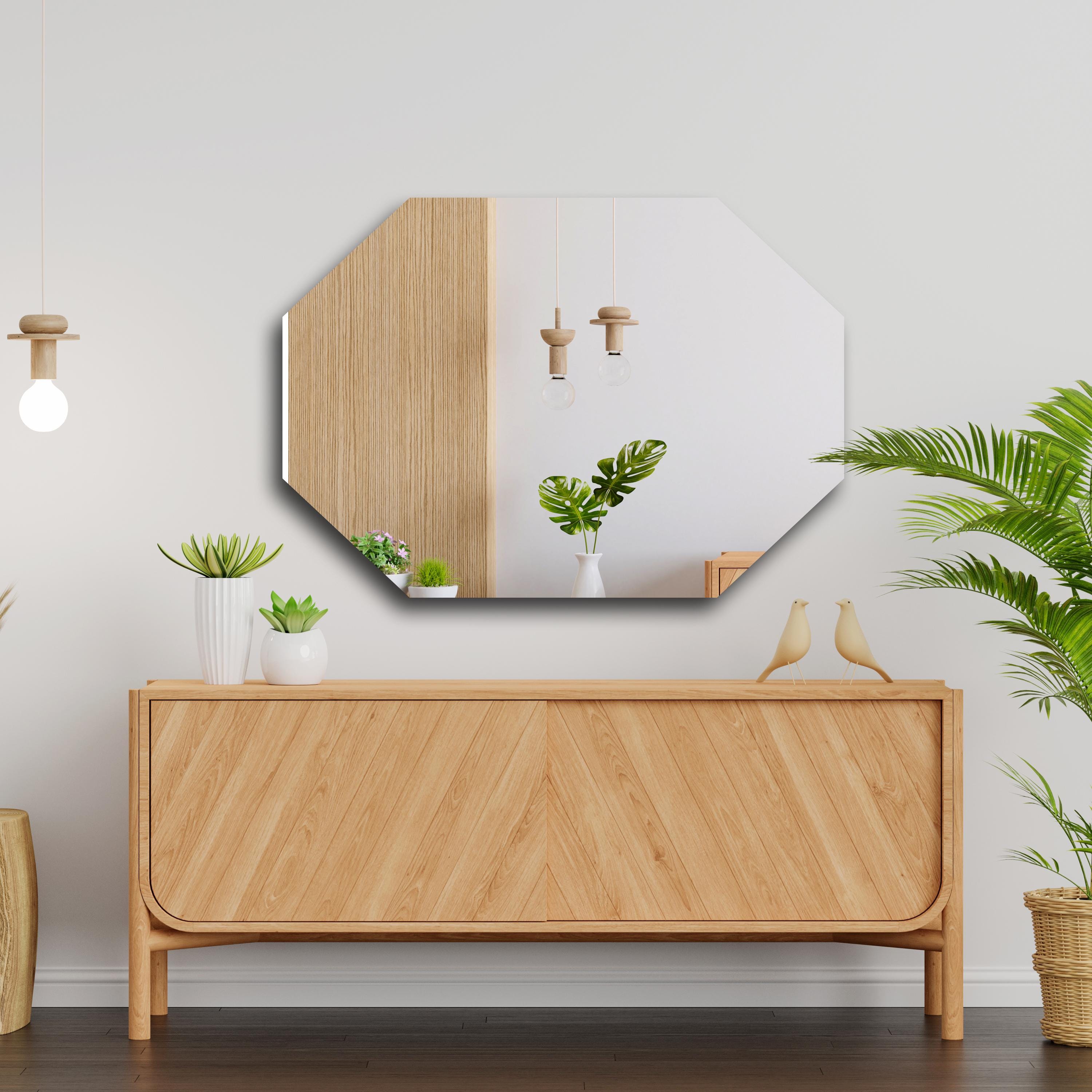 Frameless Octagon Wall Mirror, Unframed Geometrical Mirror for Modern ...
