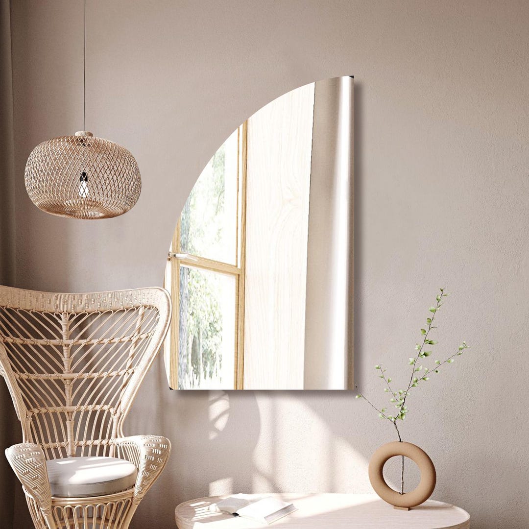 Frameless Half Moon Wall Mirror: Minimalist Home Decor - Etsy