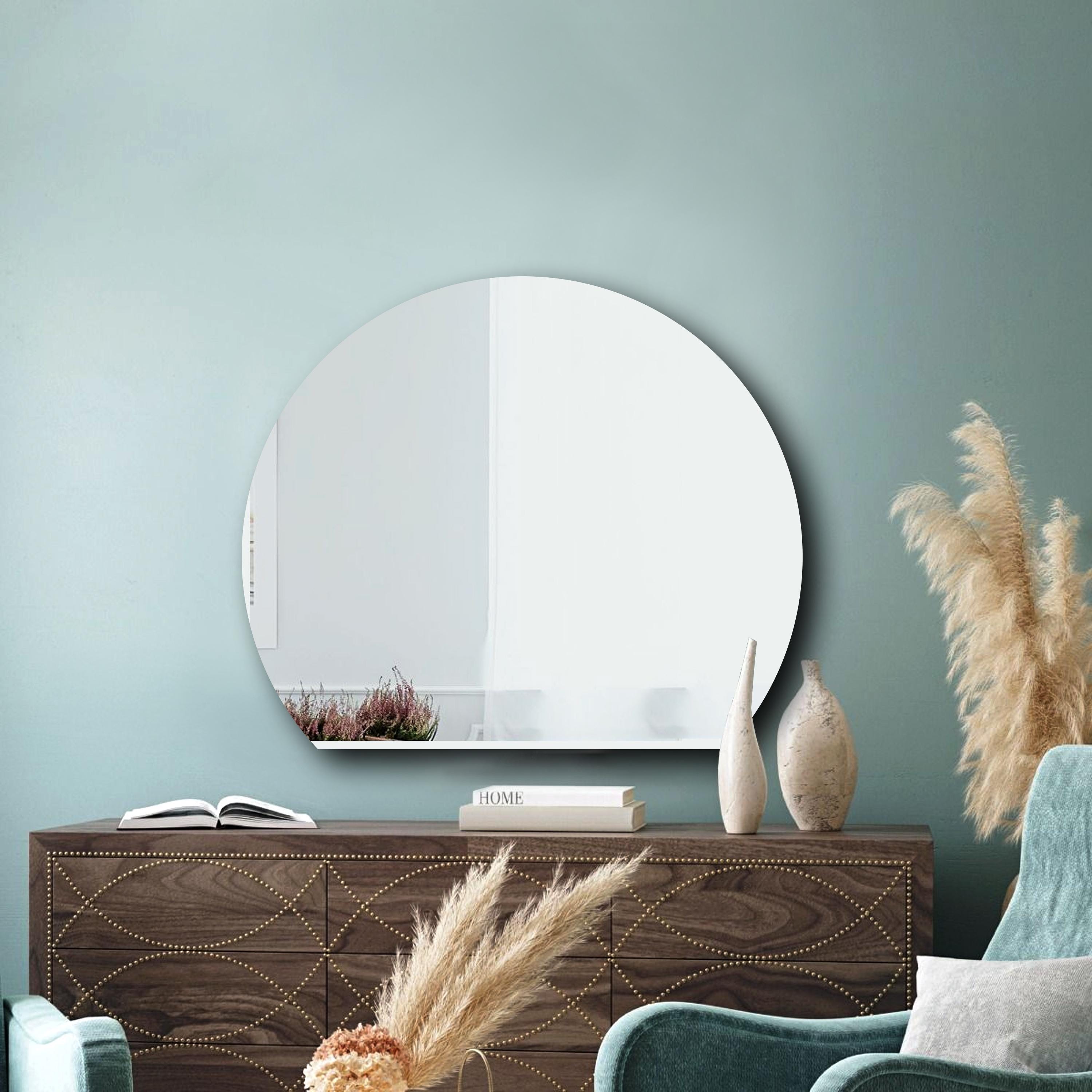 Frameless Half Round Circular Wall Mirror, Unframed Semicircle Cut ...