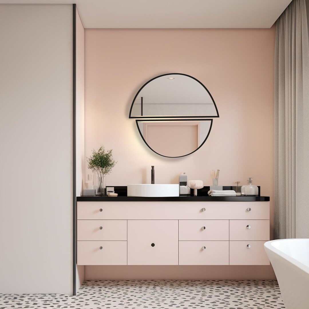 2 Half Round Decorative Modern Wall Mirror L Minimalist Mirror L ...