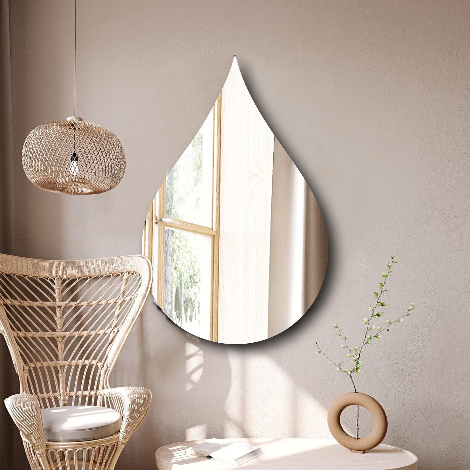 Frameless Water Drop Wall Mirror: Geometric Entryway Mirror Raindrop ...