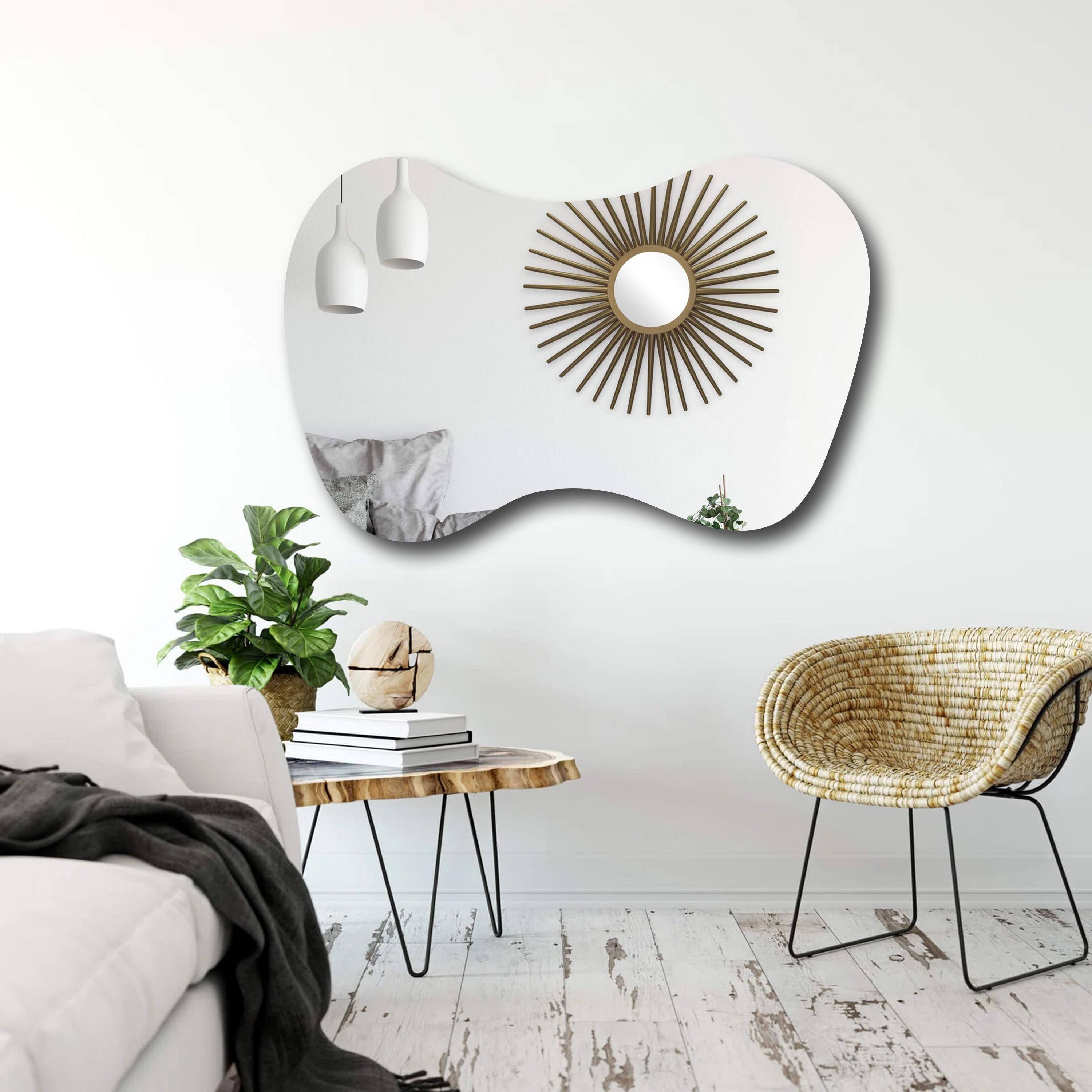 Frameless Large Asymmetrical Wave Wall Mirror: Modern Design Unframed ...