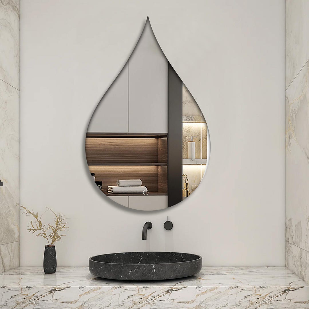 Frameless Water Drop Wall Mirror: Geometric Entryway Mirror Raindrop ...