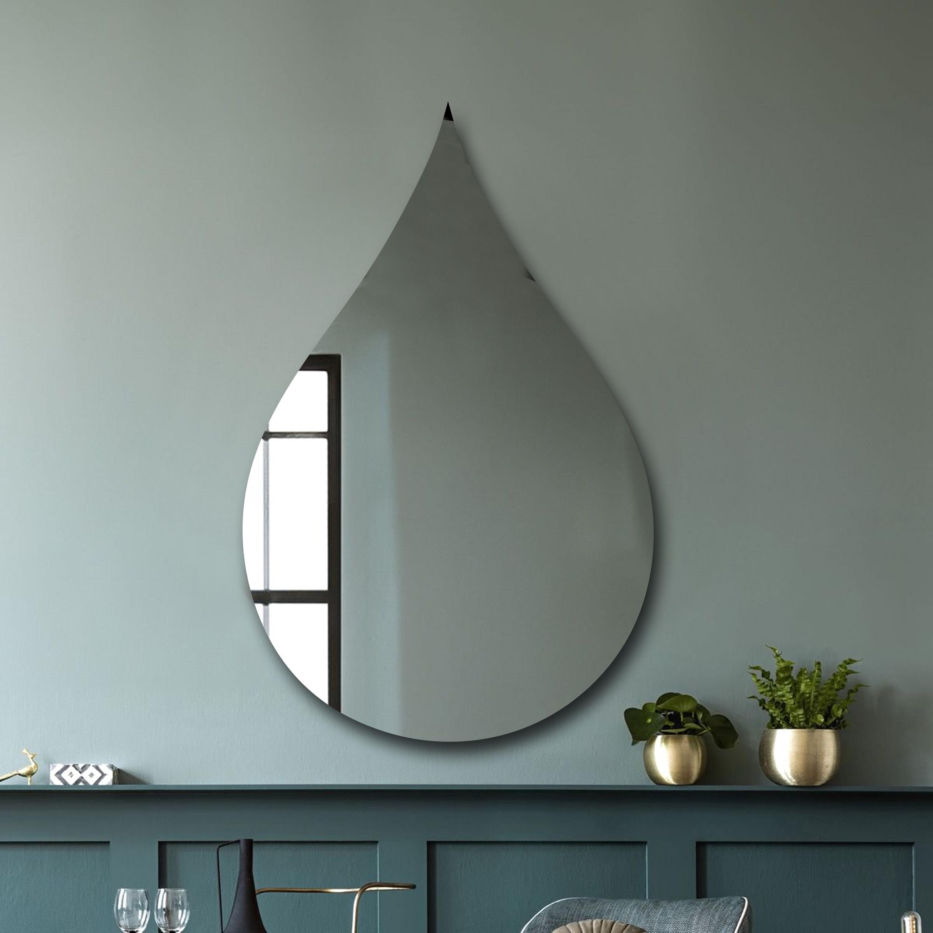 Frameless Water Drop Wall Mirror: Geometric Entryway Mirror Raindrop ...
