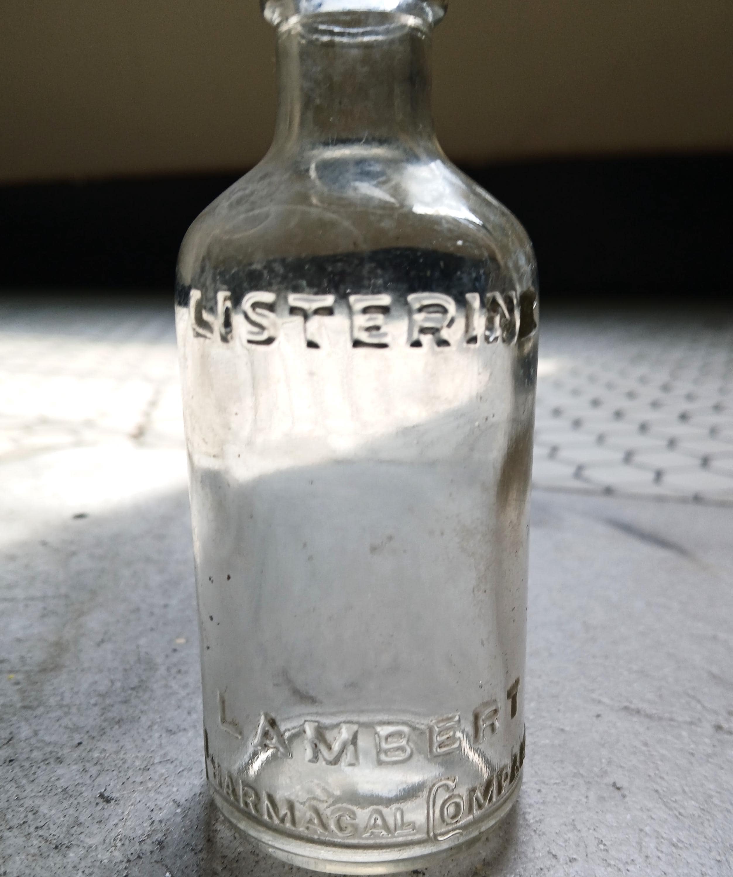 Vtg Lambert Pharmacal Company Listerine Bottle Embossed. Cork Top ...