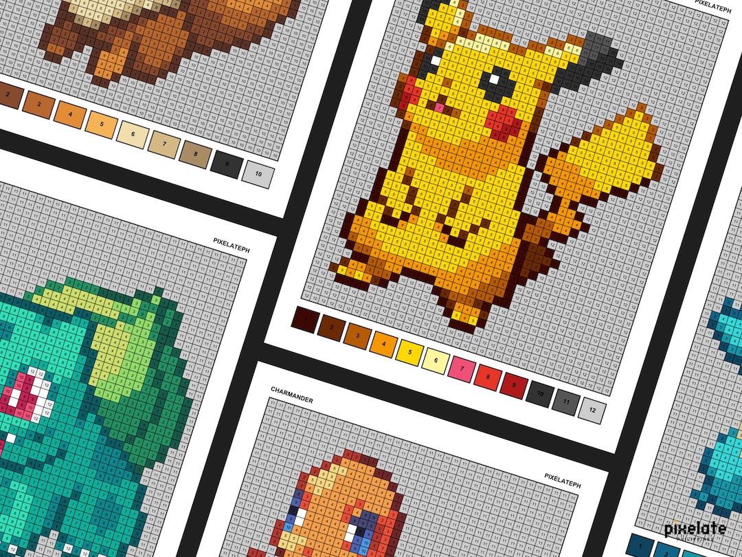 Pokémon Generation 1 Color-by-number Pages | Pixel Art | Printable ...