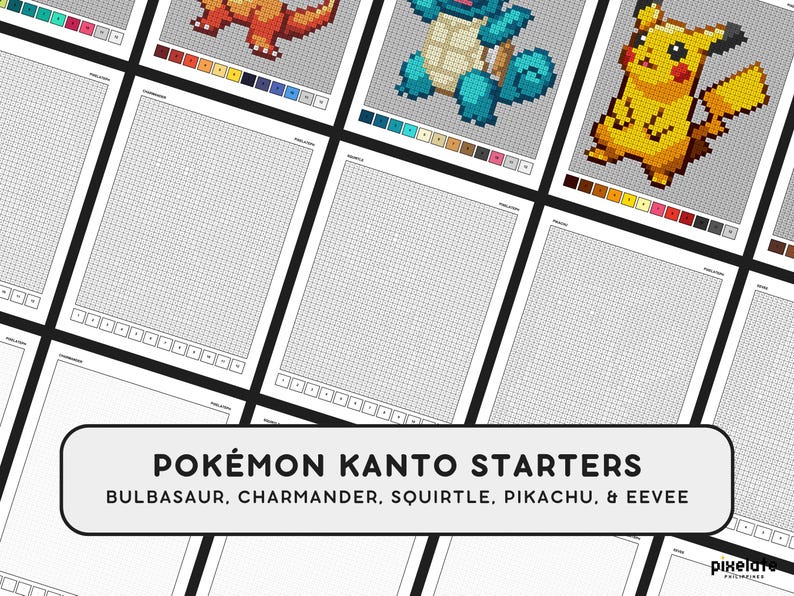 Pokémon Generation 1 Color-by-number Pages | Pixel Art | Printable ...