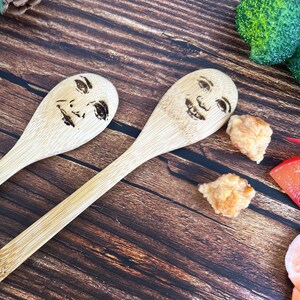 Engraved Wooden Spoon With Custom Face Artwork,funny Face Spoon, A ...
