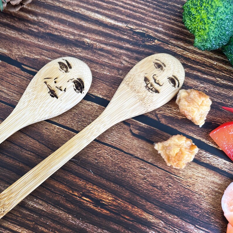 Engraved Wooden Spoon With Custom Face Artwork,funny Face Spoon, A ...
