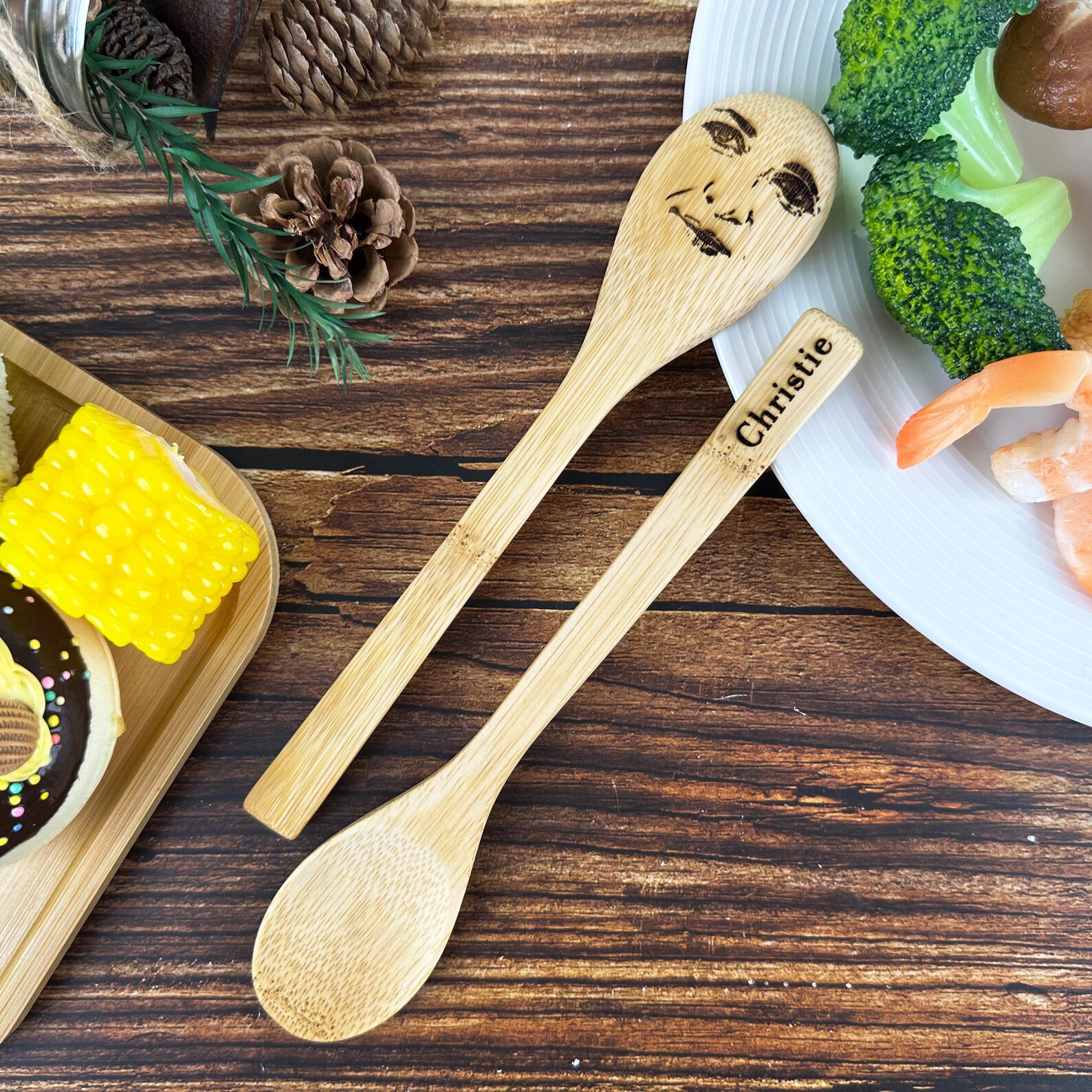 Engraved Wooden Spoon With Custom Face Artwork,funny Face Spoon, A ...