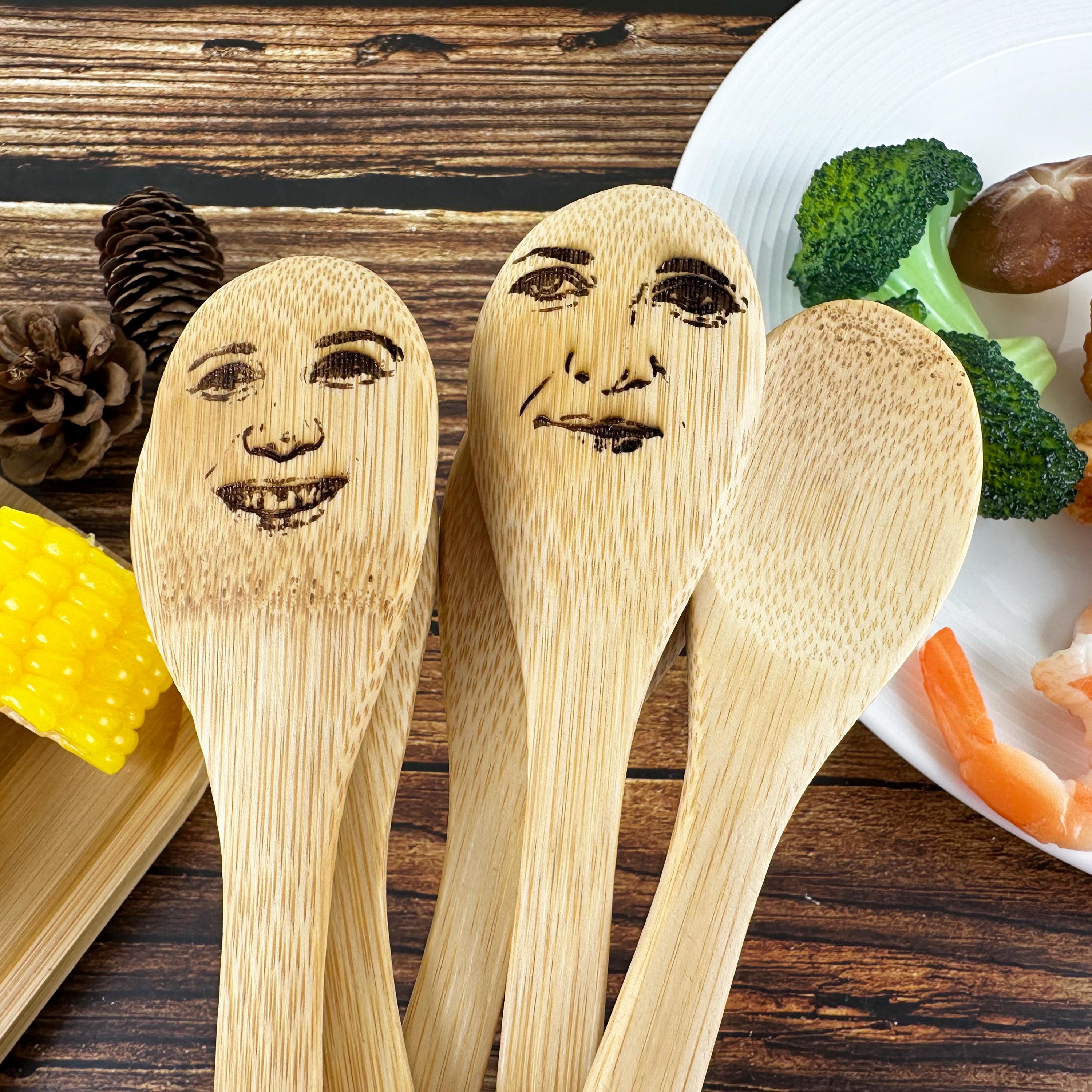 Engraved Wooden Spoon With Custom Face Artwork,funny Face Spoon, A ...