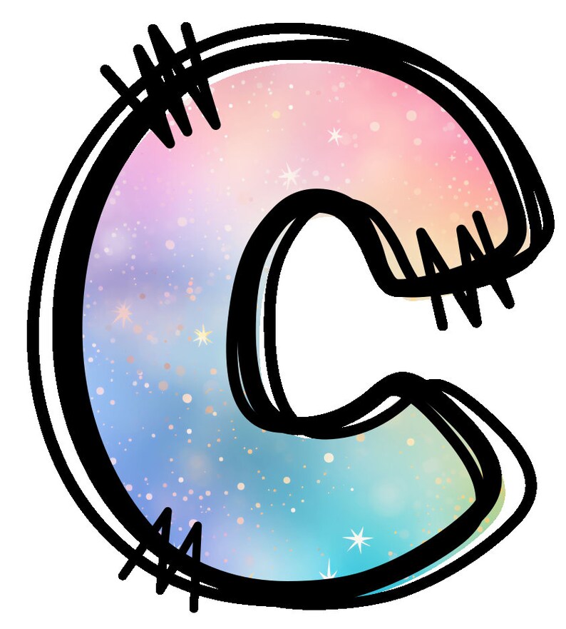 Rainbow Doodle Letters - Etsy