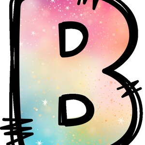 Rainbow Doodle Letters - Etsy