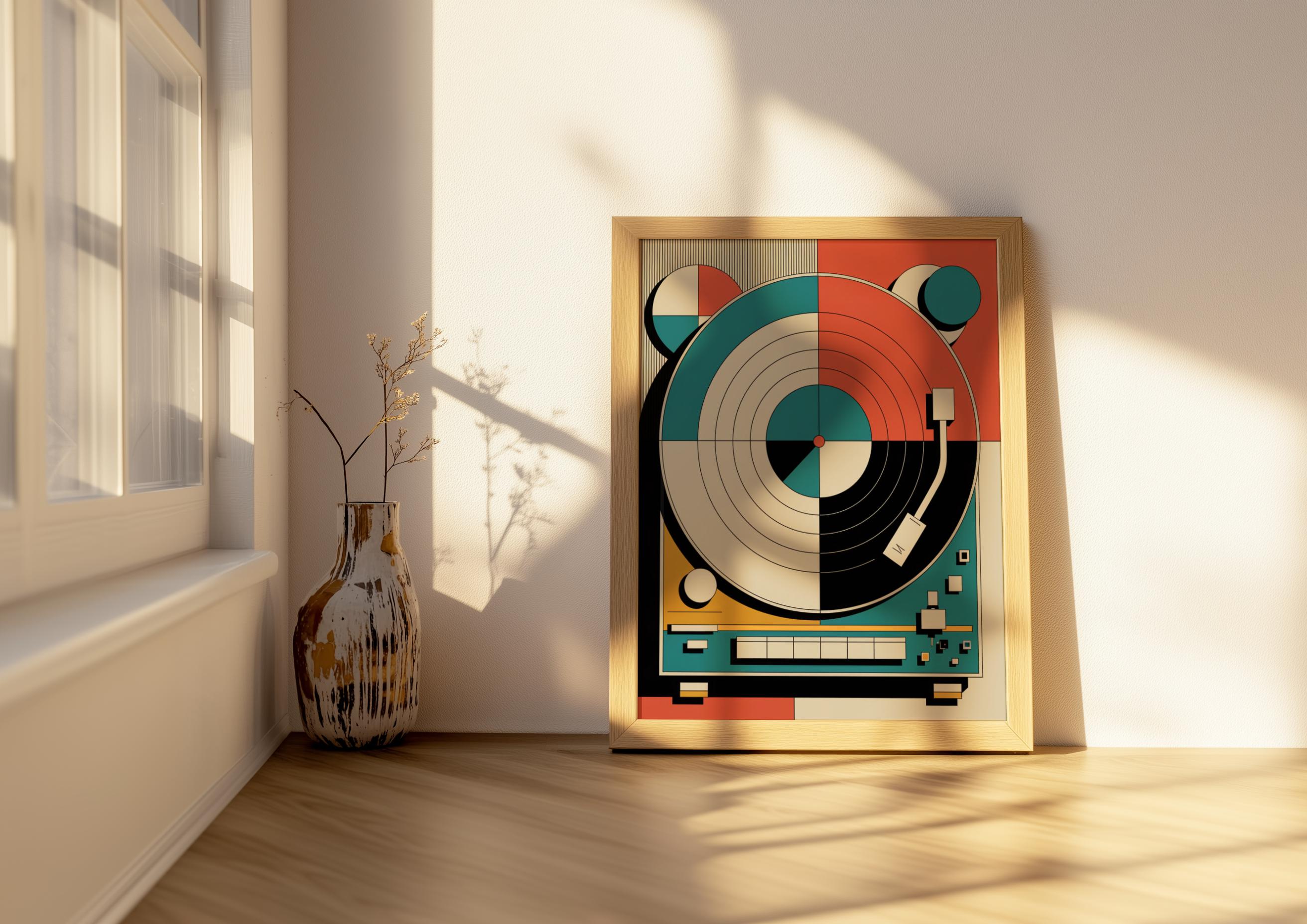 Retro Gramophone, Mid-century Modern Minimalist Wall Art Set of 3 ...
