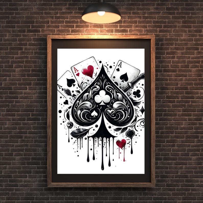 Playing Cards Wall Art Set - 3 Ace Designs, Printable Digital Download ...
