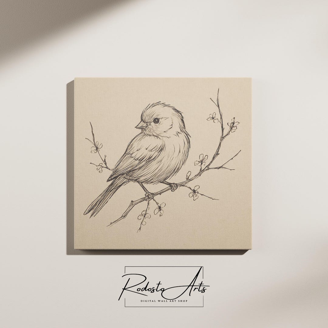 Vintage Bird Drawing Wall Art, Hand Drawn Bird Poster, Square Wall Art ...