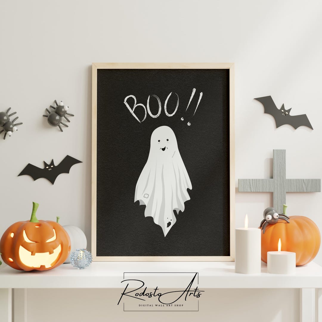 Ghost Wall Art Halloween Printable Digital Download | Spooky Boo Ghost ...