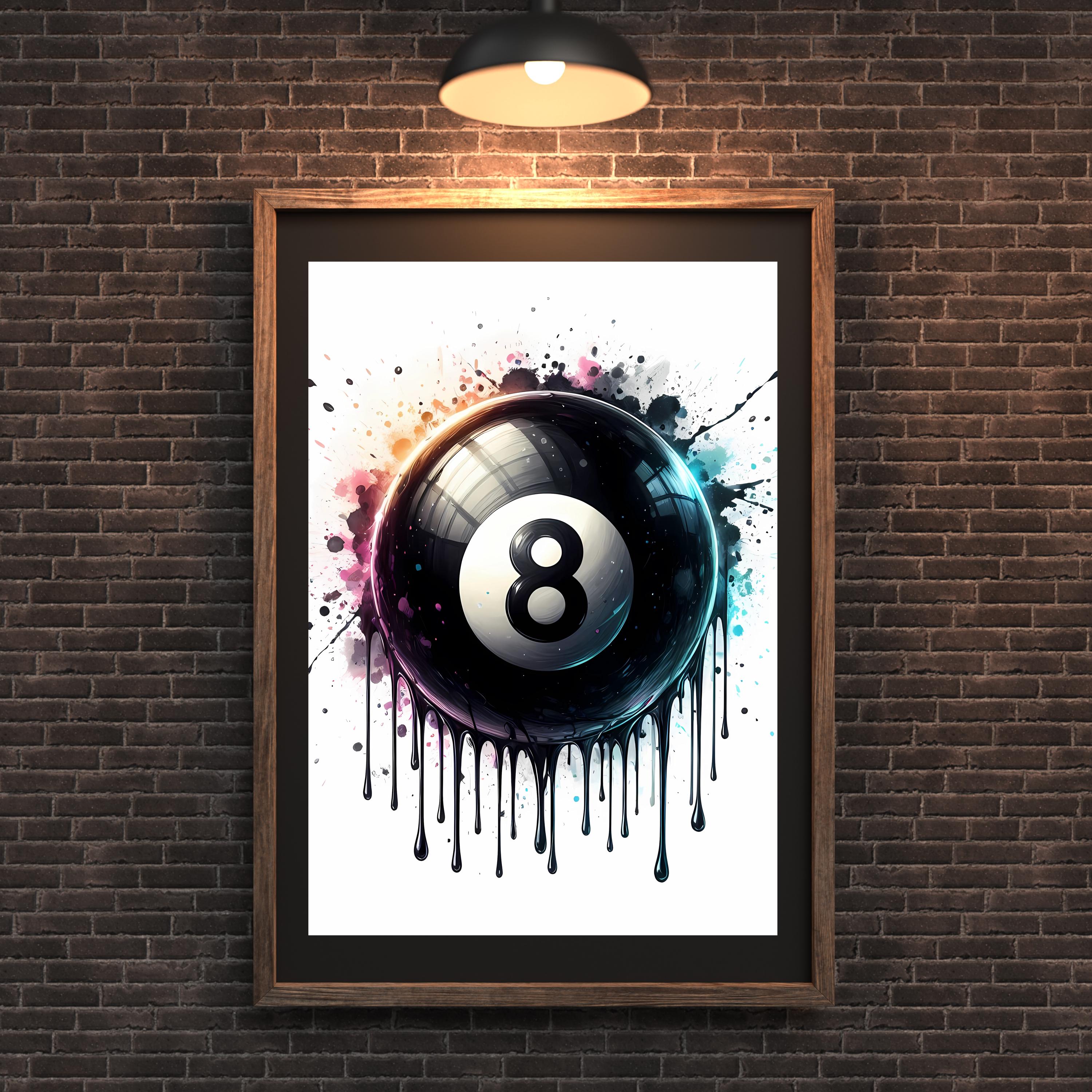 8-ball Drip Art Digital Poster Set (3 Pieces) –lucky Ball Wall Art in ...