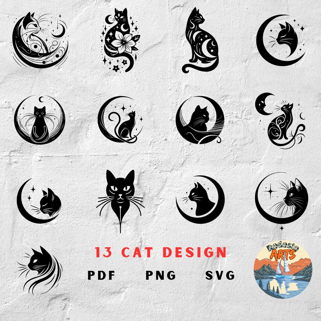 13 Vectoral Cat Designs SVG PNG PDF, Cat Designs for Print, T-shirt ...