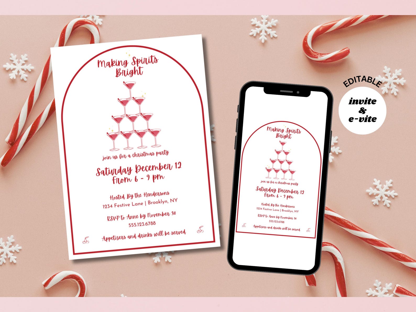 Christmas Party Invitation | Modern Elegant Christmas | Simple Minimal ...