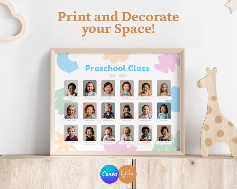 Editable Class Photo Collage Canva Template | Printable Preschool ...
