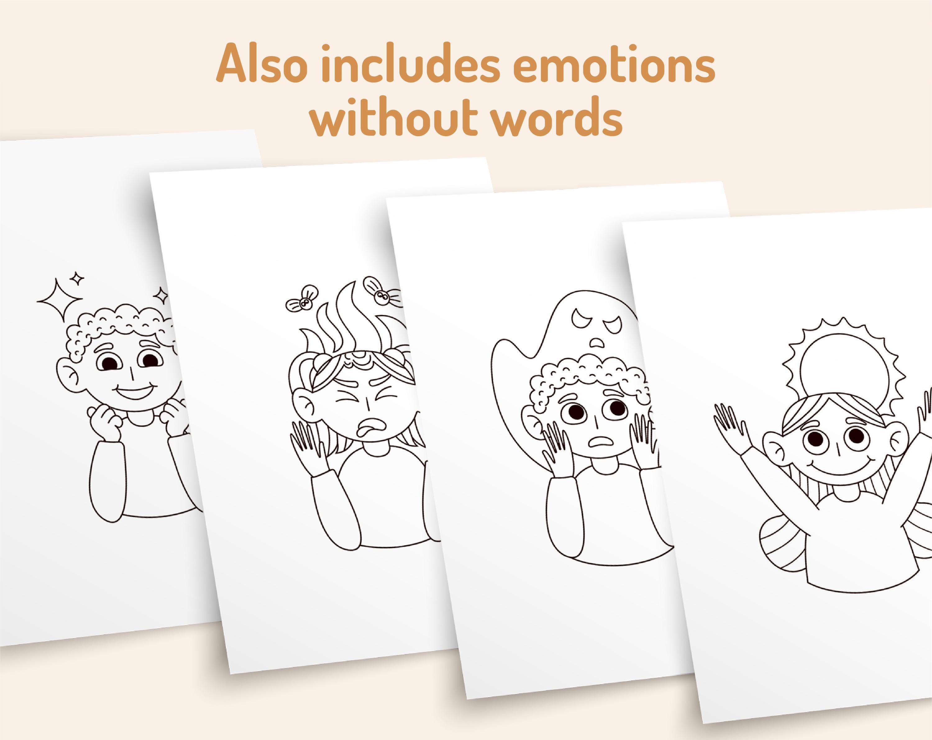 16 Feelings Coloring Pages for Kids| Ready to Print | Emotions Activity ...