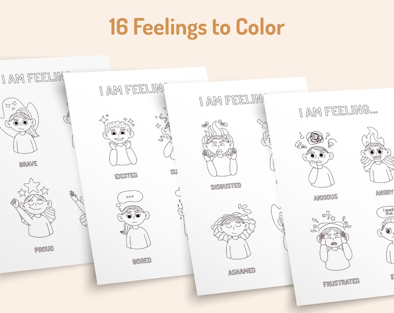 Feelings Coloring Pages for Kids| Ready to Print Emotions | School ...