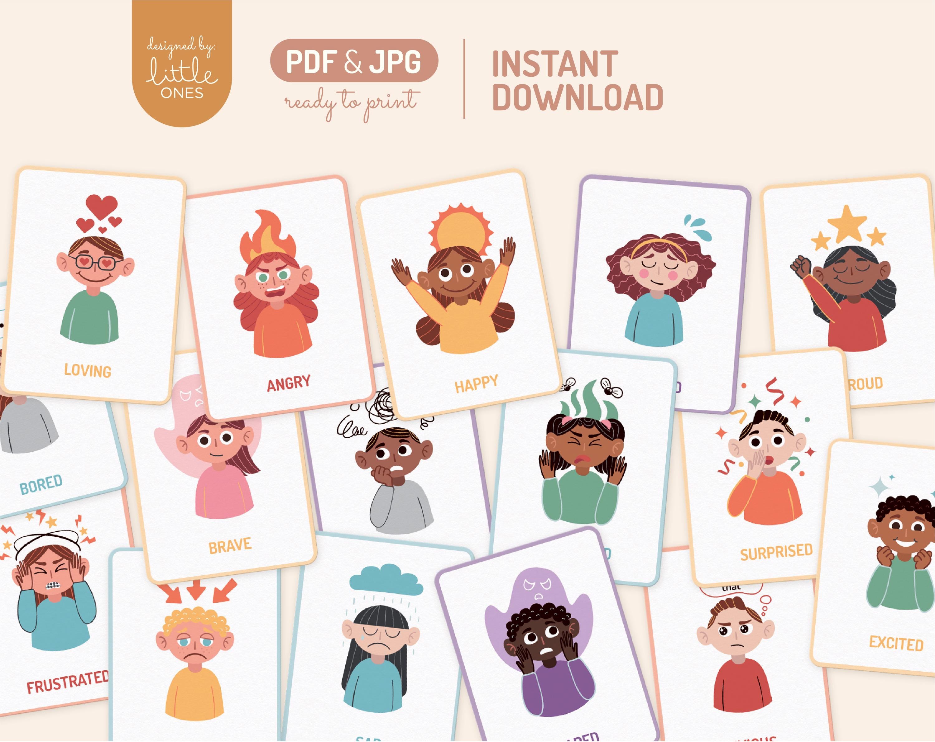 Feeling Face Flashcards | Ready to Print Emotions | School Counselor ...