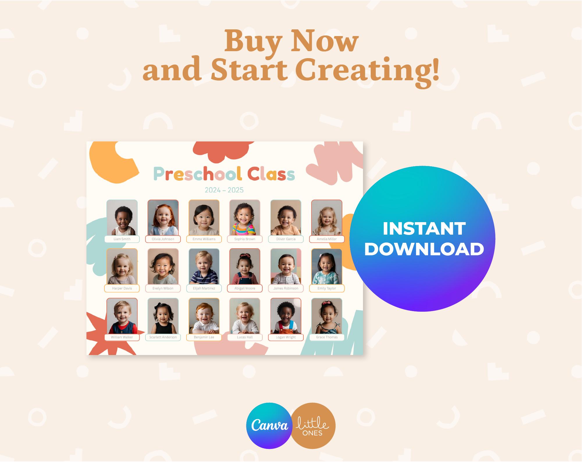 Editable Class Photo Collage Canva Template | Printable Preschool ...