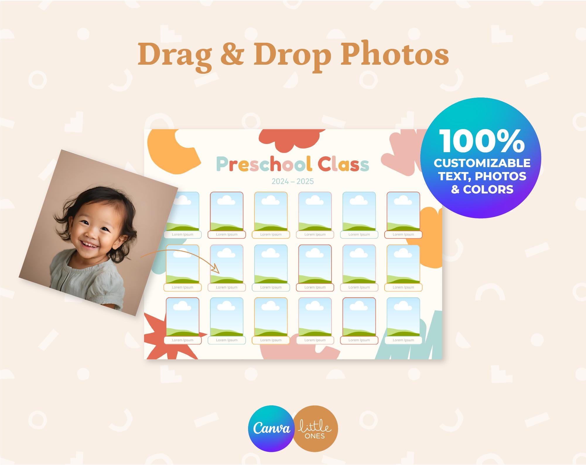 Editable Class Photo Collage Canva Template | Printable Preschool ...