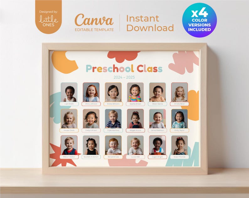 Editable Class Photo Collage Canva Template | Printable Preschool ...